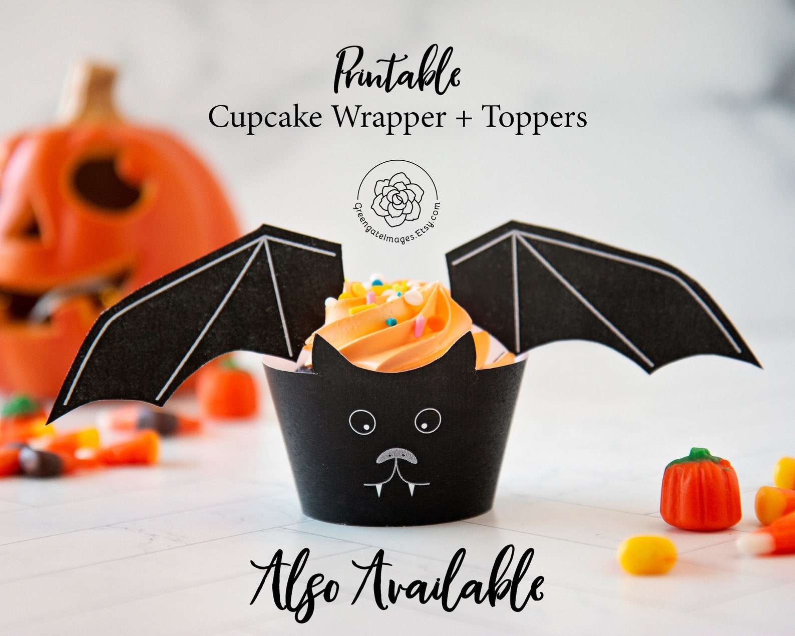Black Cat Cupcake Wrappers PRINTABLE Halloween Cupcake | Etsy