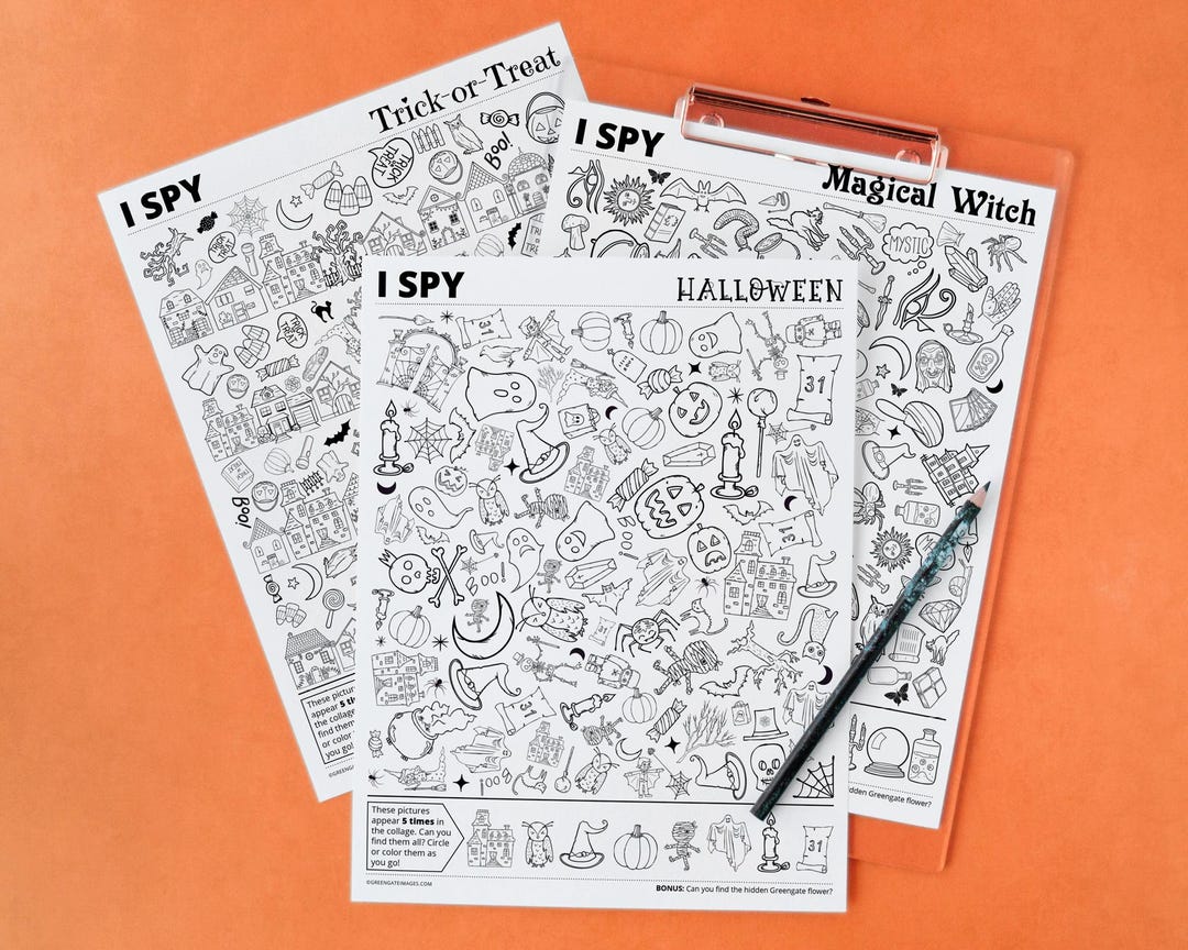 Halloween I Spy Bundle - PRINTABLE - Answer Key Included! Three 8.5x11 ...