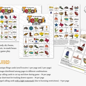 Texas Bingo Cards - 50 PRINTABLE Unique Cards You Download Instantly ...