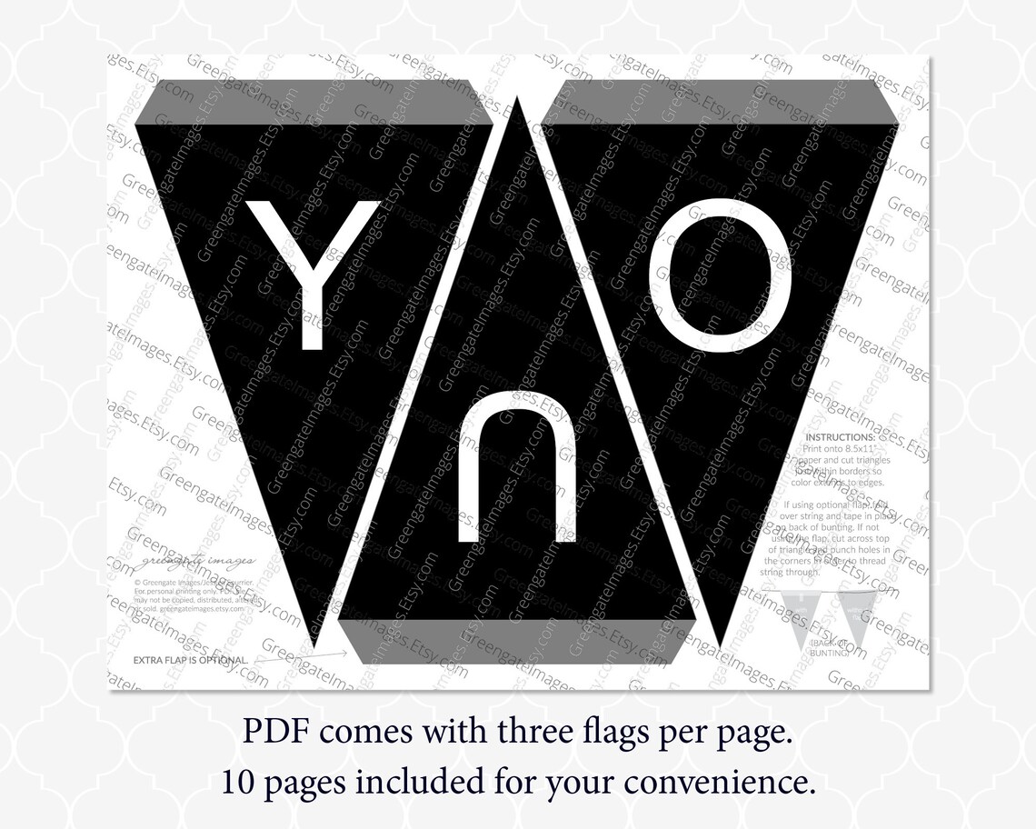 Black Letter Banner - PRINTABLE, Editable Banner PDF. Instant Digital ...