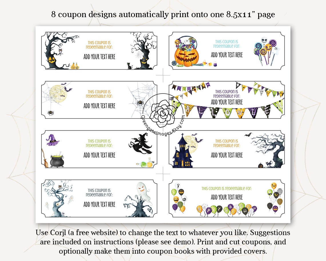 Halloween Coupon Template: Printable Coupon Book, Editable Coupons, Diy ...