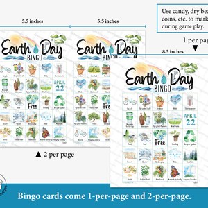 Earth Day Bingo - 50 PRINTABLE Unique Cards. Instant Digital Download ...