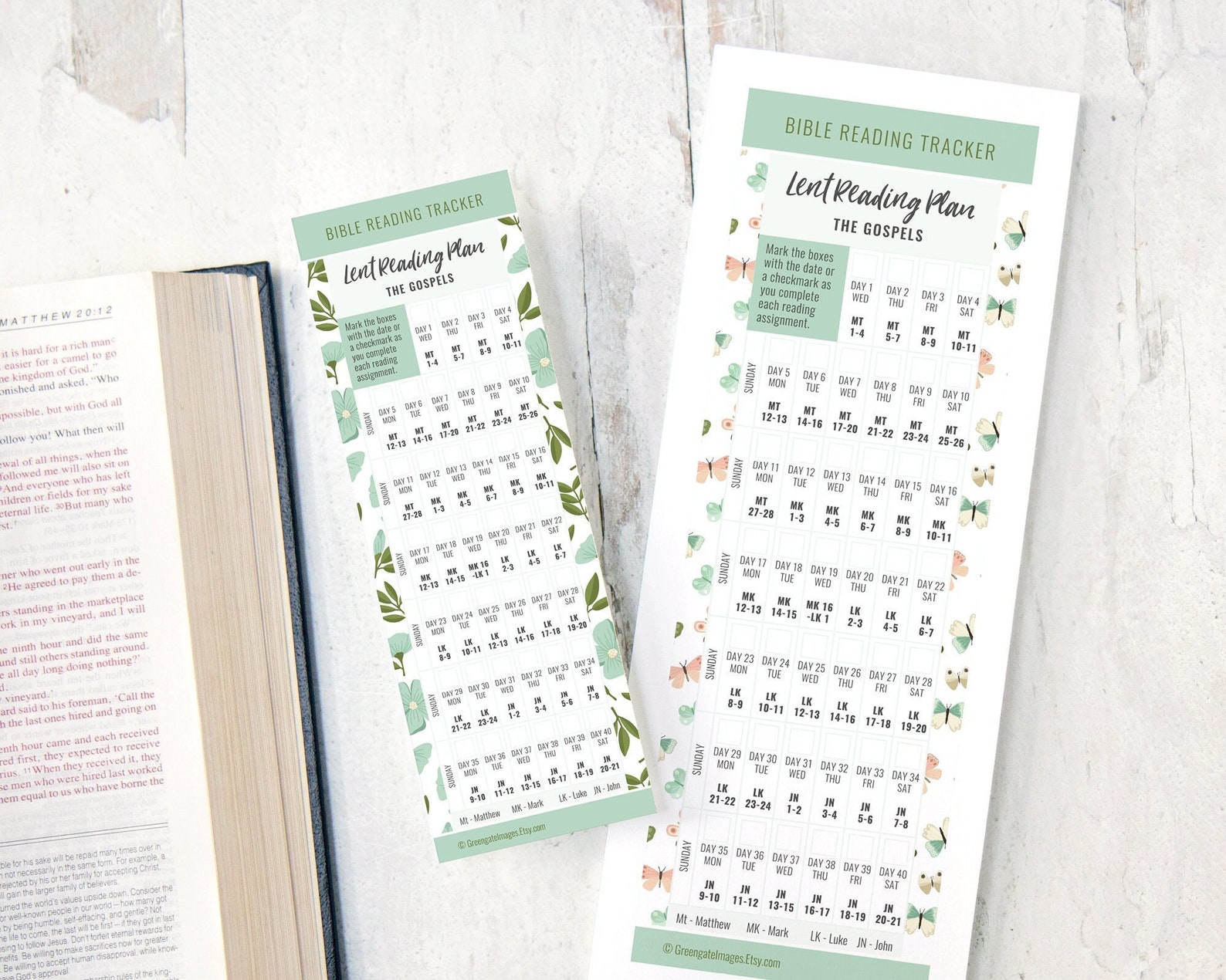 Lent Bookmark Bible Tracker - Printable Bookmark, Lenten Reading Plan ...
