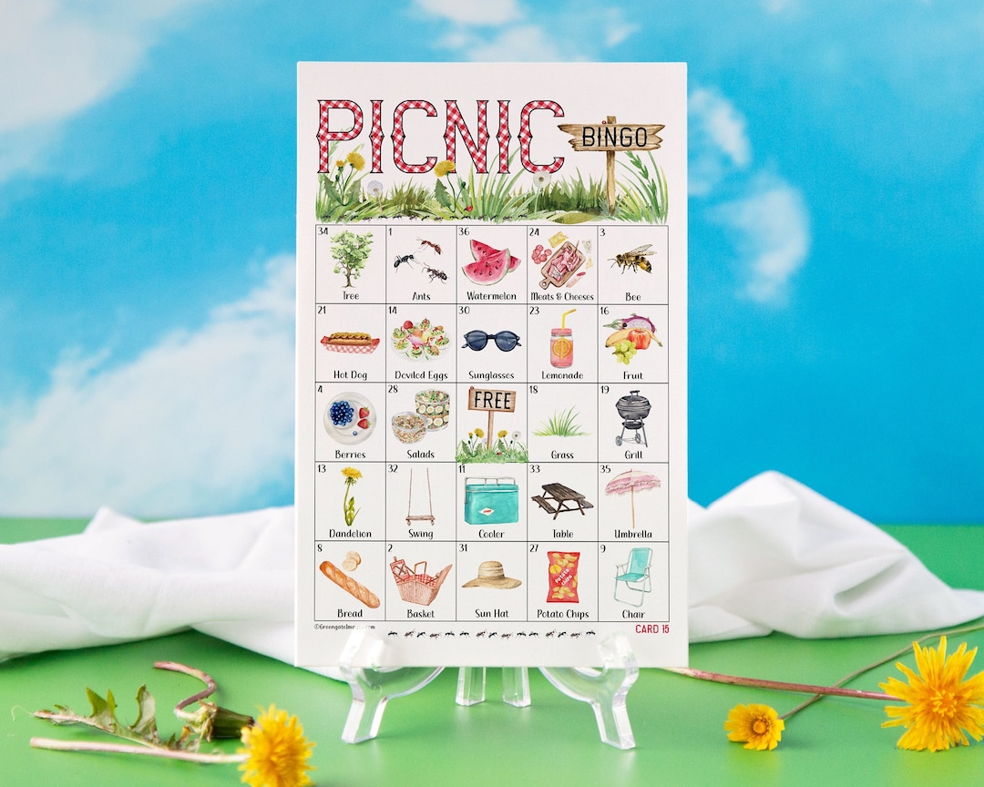 Picnic Bingo - 50 PRINTABLE Unique Cards. Instant Digital Download PDF ...