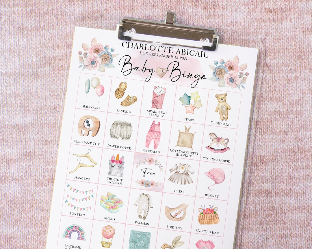 GIRL - Baby Shower Bingo: 100 Cards, PRINTABLE Bingo Pdf, Personalized ...