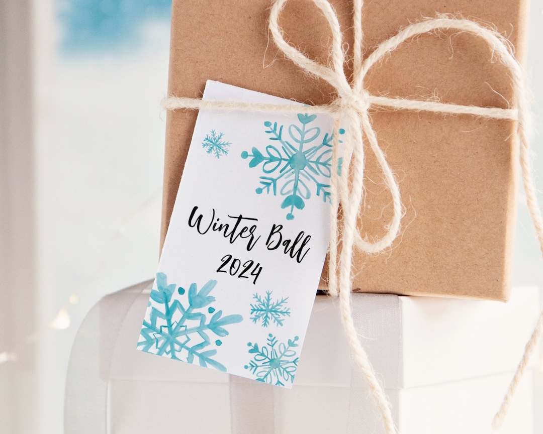 Snowflake Gift Tag Template - PRINTABLE Corjl Editable Favor Tags. 2x3 ...