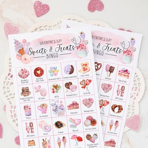 Valentine's Desserts Bingo Cards: Printable Bingo Cards - Etsy