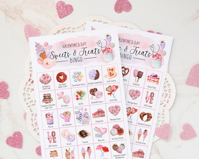 Valentine's Desserts Bingo Cards: Printable Bingo Cards - Etsy