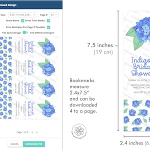 Hydrangea Bookmark Template - PRINTABLE & Personalizable. Edit in Corjl ...