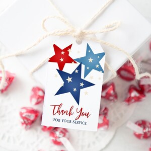 Patriotic Gift Tag - Printable & Corjl Editable / Red Blue Stars Gift ...