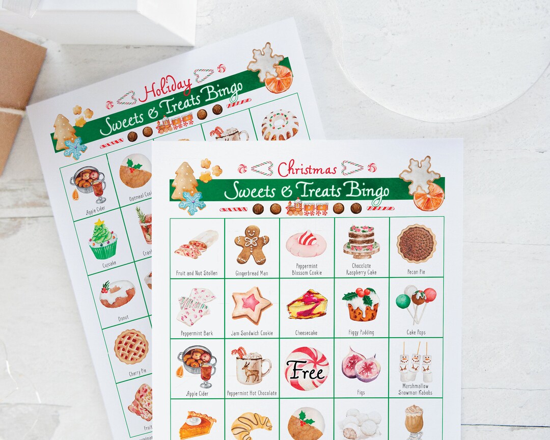 Holiday Dessert Bingo: 50 CARDS, Printable Bingo, Senior Citizen, Adult ...