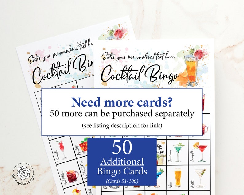 Cocktail Bingo: 50 Printable Bingo Cards With Labeled - Etsy