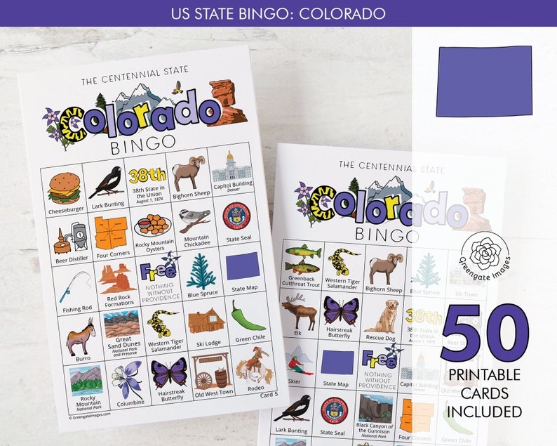 Colorado Bingo Cards 50 PRINTABLE Unique Cards to Download - Etsy