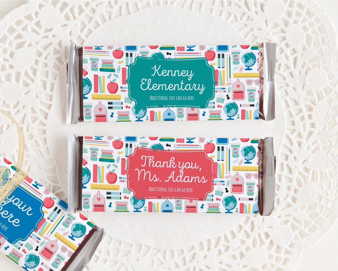 School Candy Bar Wrappers - PRINTABLE Custom Standard Wrap, Editable in ...