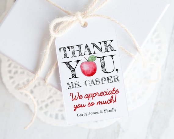 Teacher Gift Tags Printable Gift Tag Editable Corjl Favor - Etsy