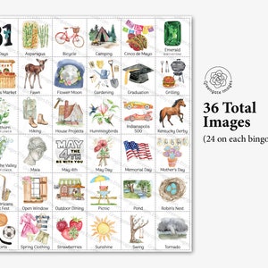 May Bingo - 50 PRINTABLE Unique Cards. Instant Digital Download PDF ...