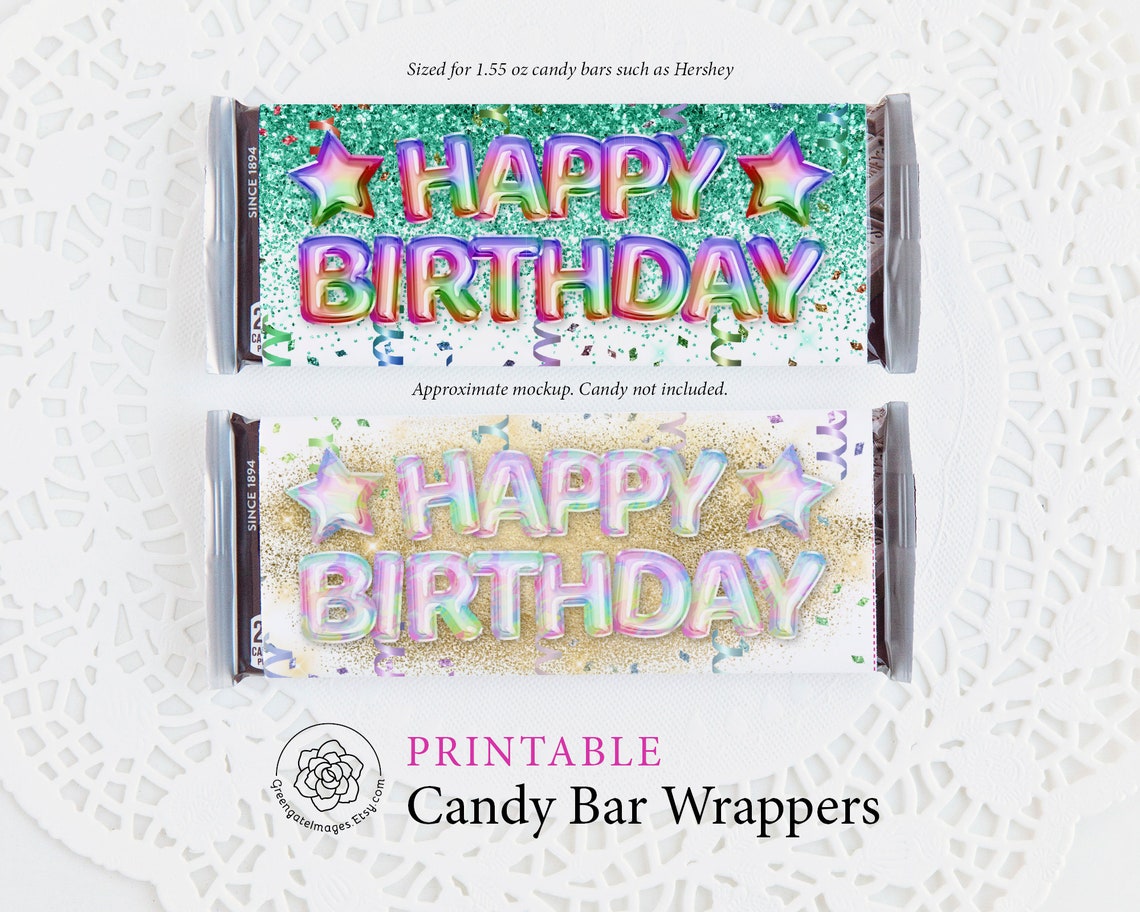 Happy Birthday Candy Bar Wrappers PRINTABLE Hershey Bar | Etsy