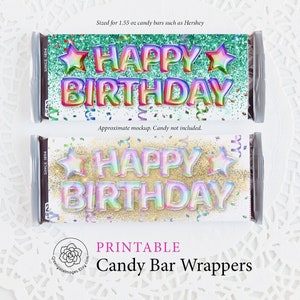 Happy Birthday Candy Bar Wrappers - PRINTABLE Standard Bar Wrapper, Pdf ...
