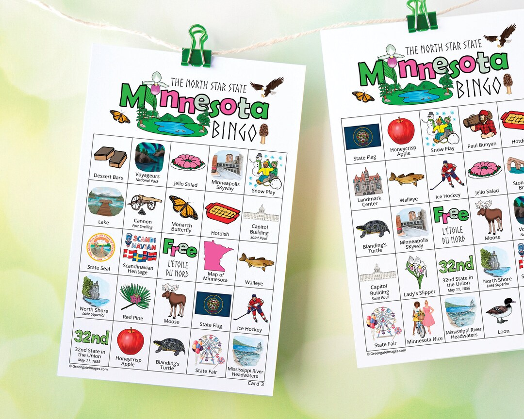 Minnesota Bingo Cards 50 PRINTABLE Unique Cards. Download Instantly. MN ...