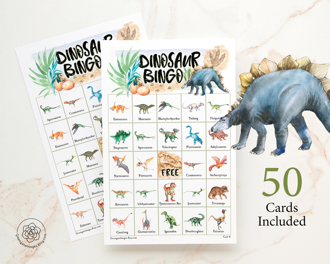 Dinosaur Bingo Cards: Printable Bingo Cards 50 Cards Kids - Etsy Canada