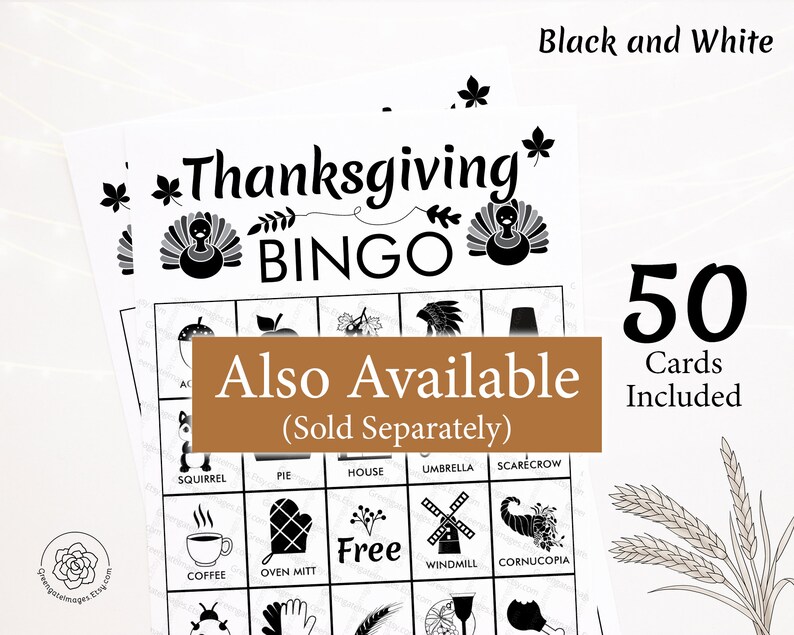 Thanksgiving Bingo Cards: Printable bingo 50 cards senior | Etsy