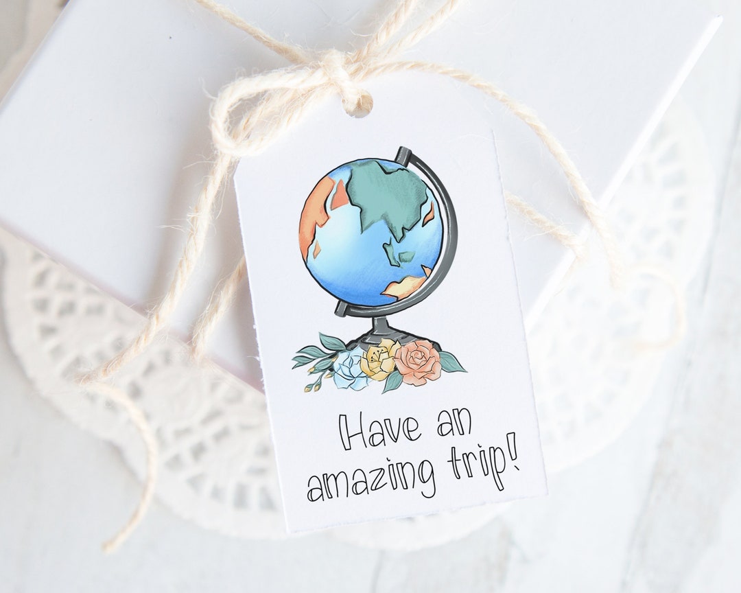 Globe Gift Tag Template - PRINTABLE Gift Tag, Editable in Corjl. Favor ...