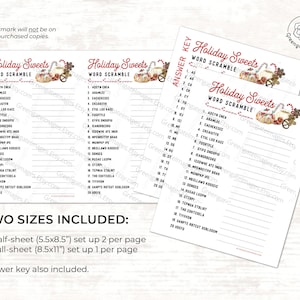 Holiday Sweets Word Scramble - PRINTABLE Downloadable Activity. Word ...