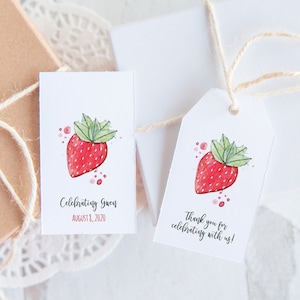 Strawberry Gift Tags - Printable Gift Tag, Editable Corjl, Favor Bag ...