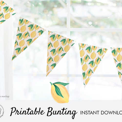 Lemon Bunting Printable Lemon Party Decor Printable Banner | Etsy