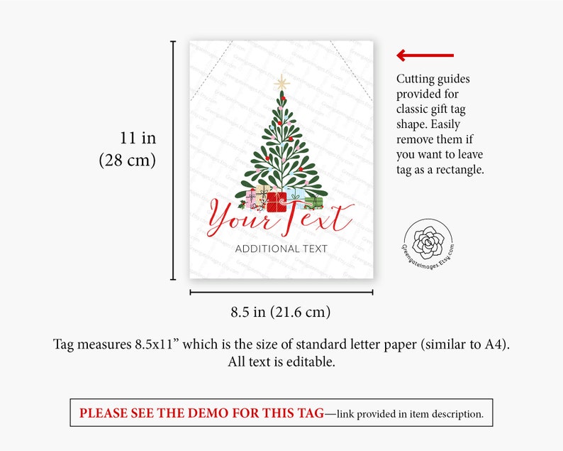 Giant XL Christmas Gift Tag - PRINTABLE Editable Corjl, Extra Large Tag ...