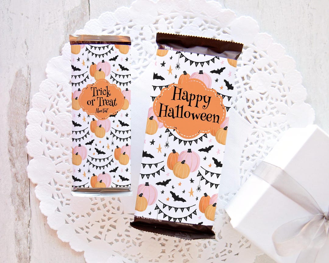Halloween Candy Bar Wrappers - Custom Chocolate Wrap, Editable in Corjl ...