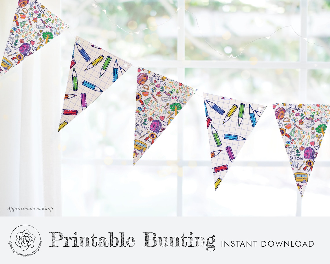 White School Doodles Bunting - PRINTABLE Banner for Teachers, Open ...