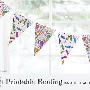 White School Doodles Bunting - PRINTABLE Banner for Teachers, Open ...