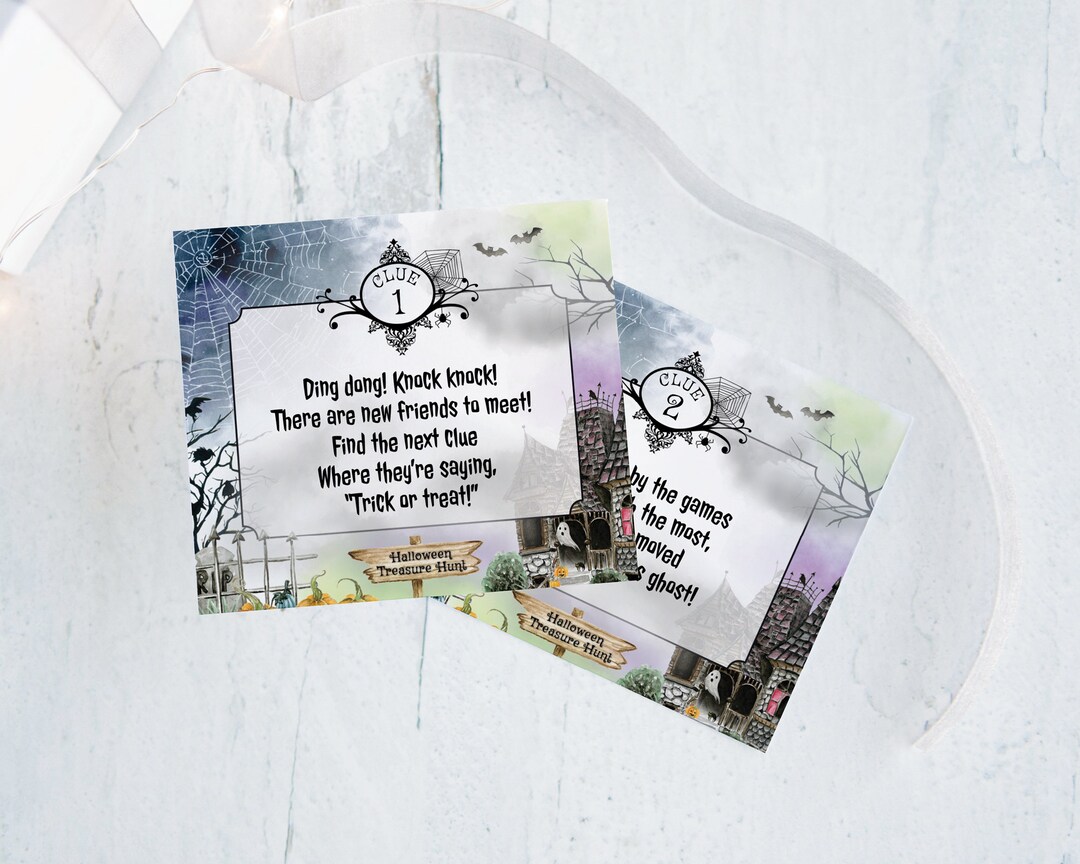 Halloween Scavenger Hunt (treasure Hunt) Cards - PRINTABLE PDF W 12 ...