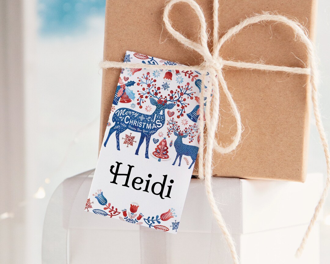 Folk/scandi Christmas Gift Tags - PRINTABLE Corjl Editable Favor Tags ...