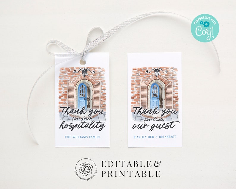 Hospitality Gift Tags Printable Gift Tags Edit in Corjl - Etsy