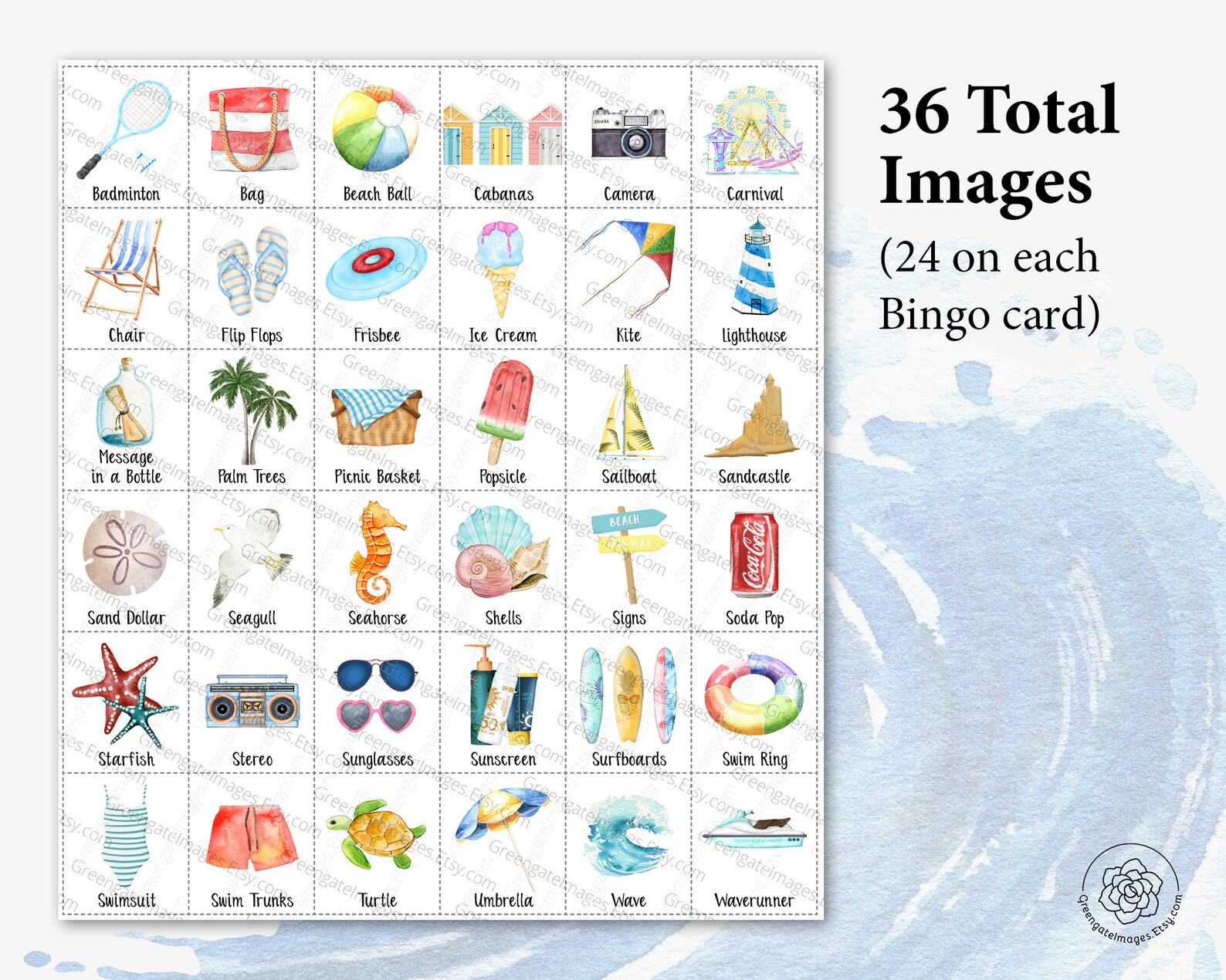 Beach Bingo: PRINTABLE 50 Cards Bingo Pdf Game Party Game - Etsy