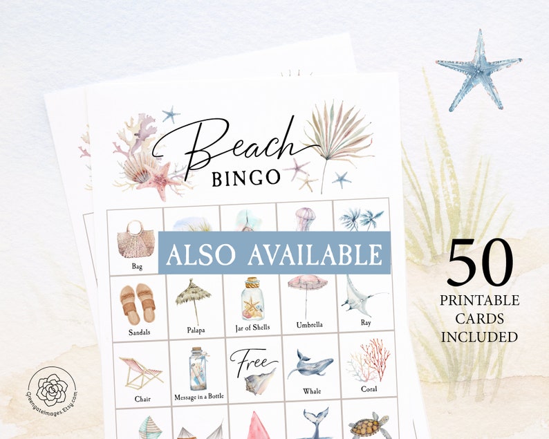 Ocean Bingo Cards: Printable Bingo Cards 50 Cards Kids Game - Etsy