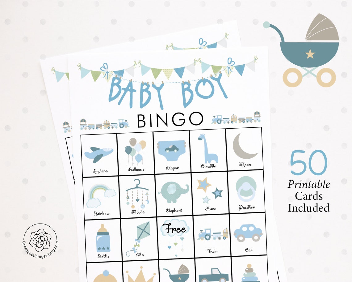 Baby Boy Bingo Cards: PRINTABLE Bingo Cards Baby Shower - Etsy