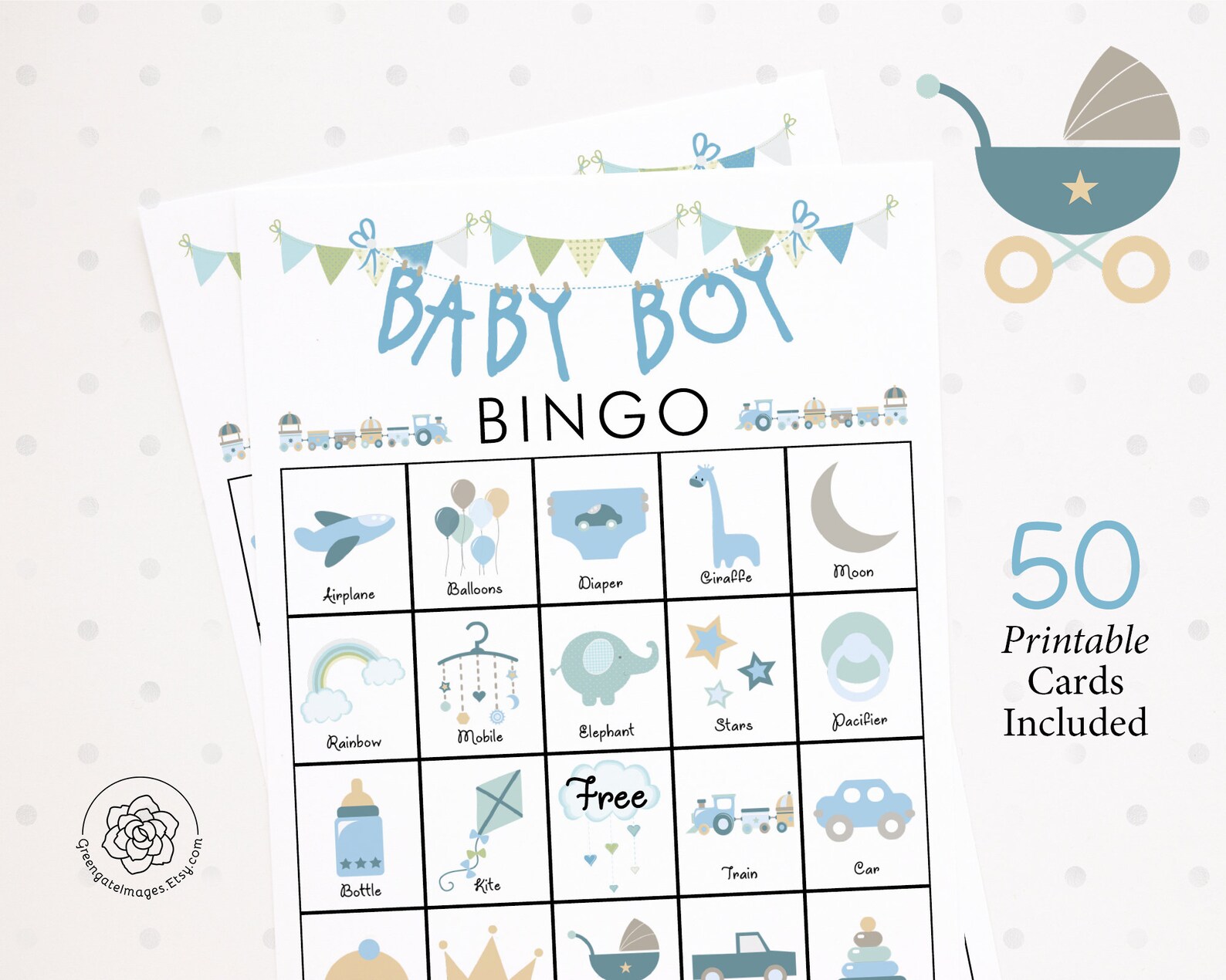 Baby Boy Bingo Cards: PRINTABLE Bingo Cards Baby Shower - Etsy