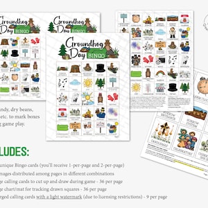 Groundhog Day Bingo - 50 PRINTABLE Unique Cards. Instant Digital ...