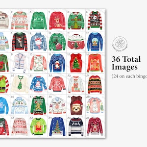 Ugly Christmas Sweater Bingo - 50 PRINTABLE Unique Cards. Instant ...