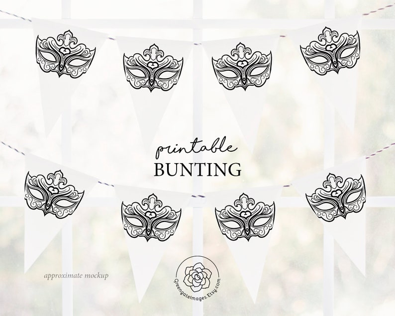 Masquerade Bunting - Mardi Gras Mask, Black Masquerade, Banner Download ...