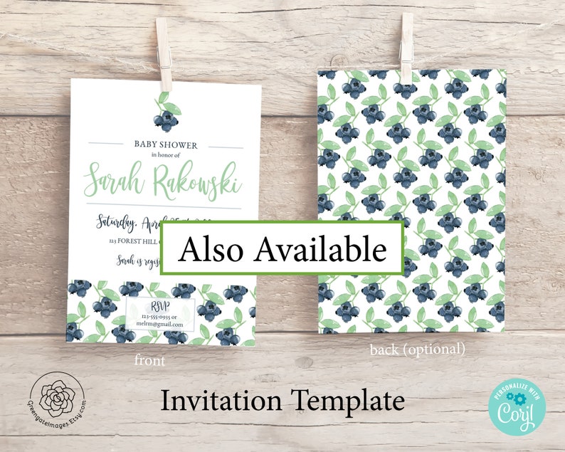 Blueberry Gift Tags Printable Gift Tag Editable Corjl - Etsy