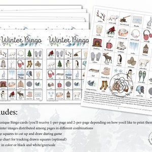 Winter (I) Bingo Cards: Printable Bingo, 50 Cards, Senior Citizen ...