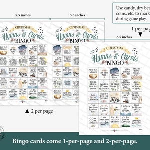 Christmas Hymn Bingo - 50 PRINTABLE Unique Cards. Instant Download PDF ...