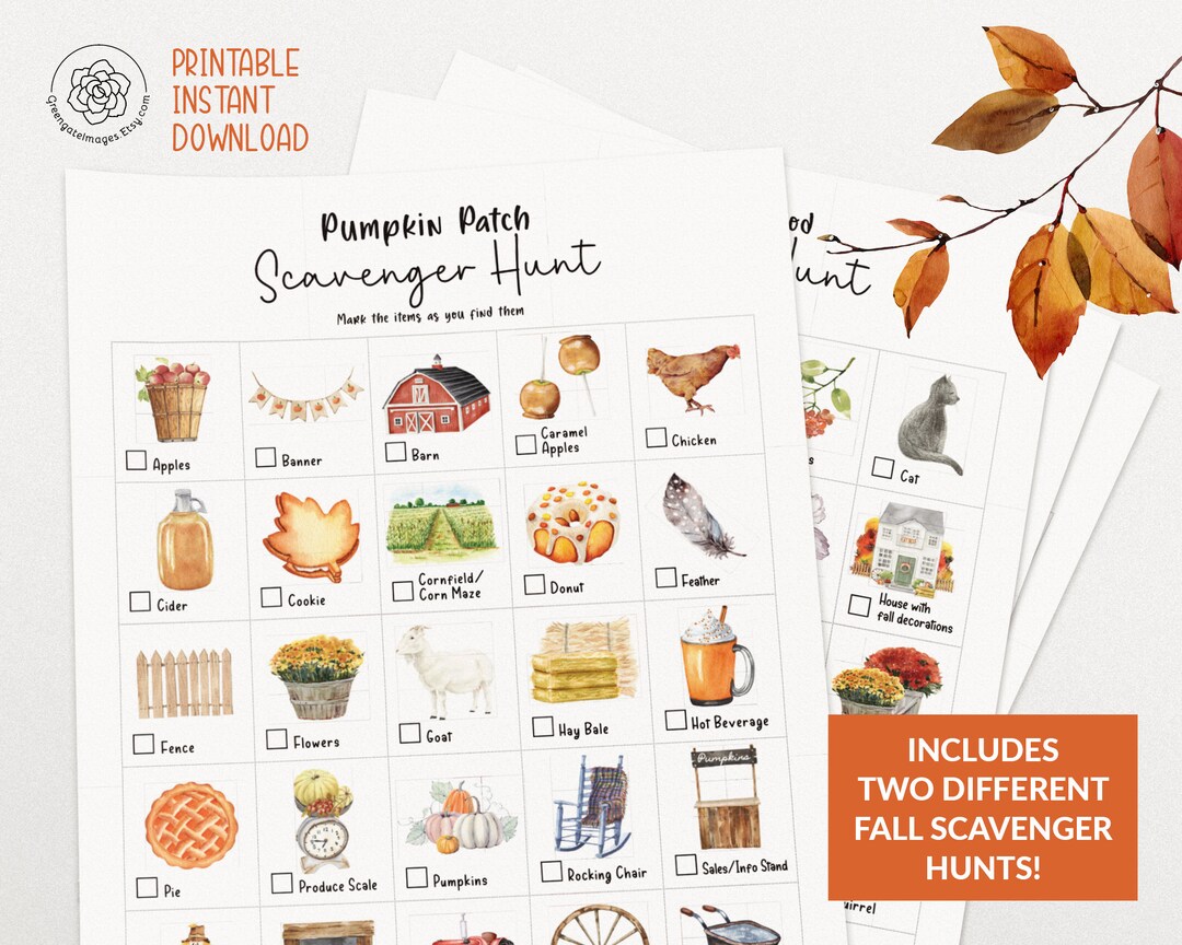 Pumpkin Patch Scavenger Hunts Printable Elementary Kids - Etsy