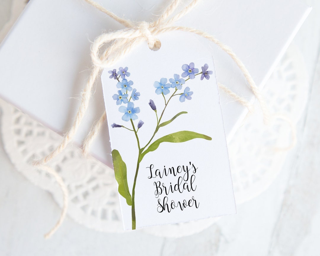Forget-me-not Gift Tag Template - PRINTABLE Favor Bag Hang Tag ...
