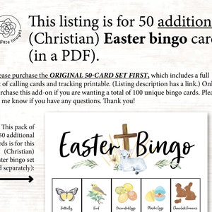 ADD-ON: 50 Additional Christian Easter Bingo Cards (numbered 51-100) to ...