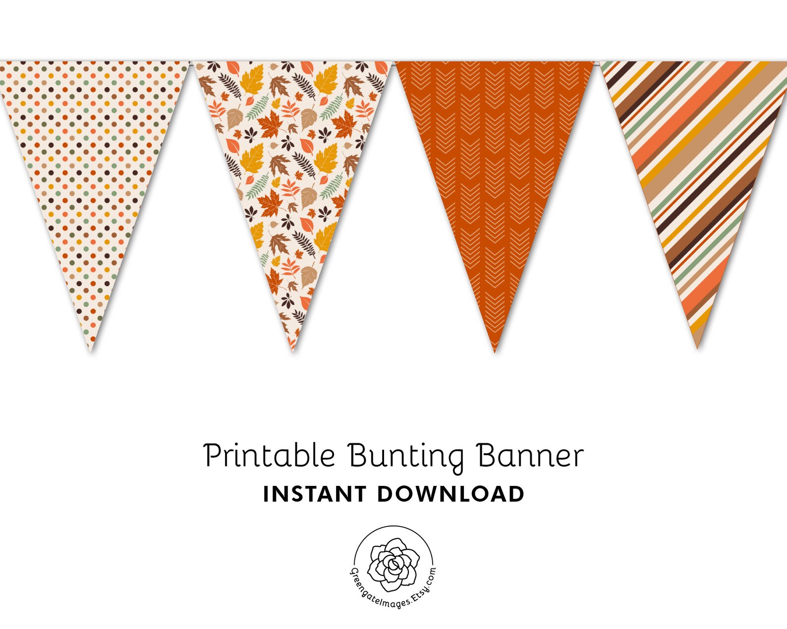 Fall Bunting PRINTABLE Banner With Mixed Prints in Orange - Etsy